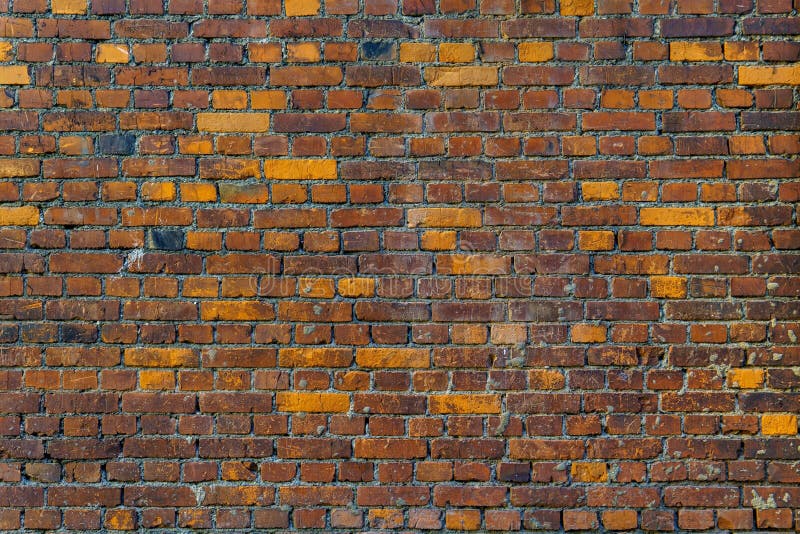 Very Old Brick Wall of Red and Orange Bricks Stock Photo - Image of ...