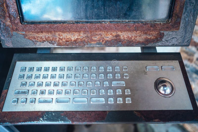 Very Old Computer, Rusty Keyboard with Monitor Stock Photo - Image of ...