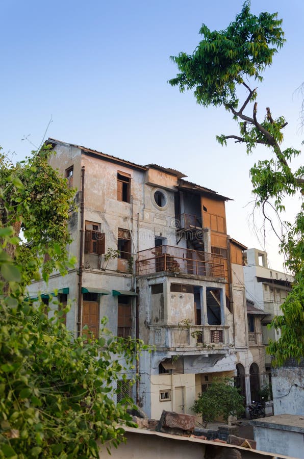 Very Old Concrete House in Ahmedabad Stock Photo - Image of horror ...