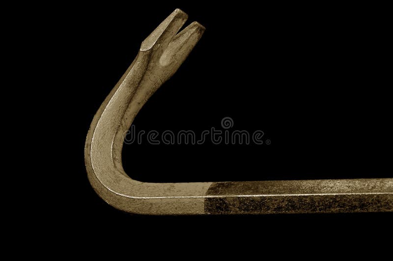 A Very Old Crowbar on Black Stock Image - Image of demolition, outdoors ...