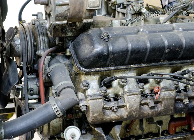 Very old engine stock photo. Image of autos, hose, demo - 24057976