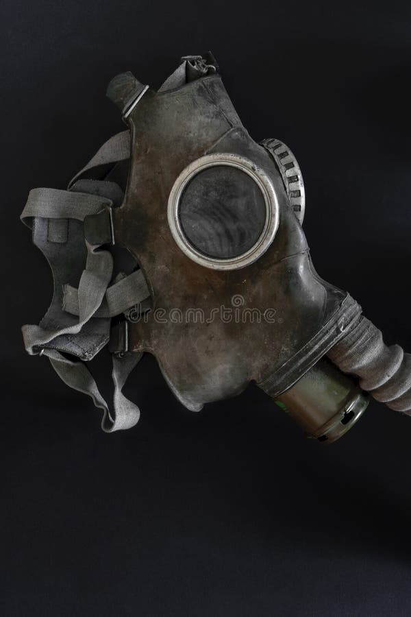 Very Old Gas Mask on Black Background Surface Stock Image - Image of ...