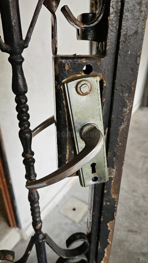 Very Old Heavy Duty Door Handle Metal Iron Gate Knock Door Stock Photo ...