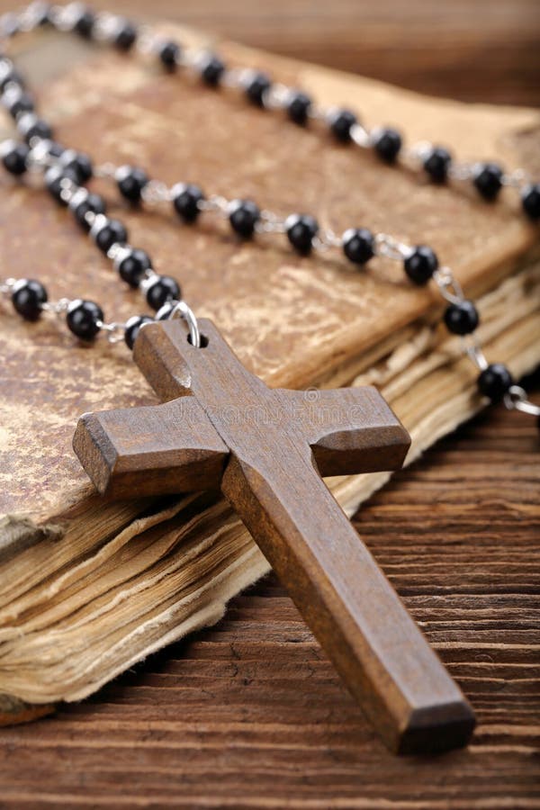 Very Old Holy Bible and Wooden Cross Stock Photo - Image of pray, love ...