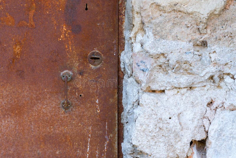Very Old Iron Door Covered with Rust. Stock Image - Image of ...