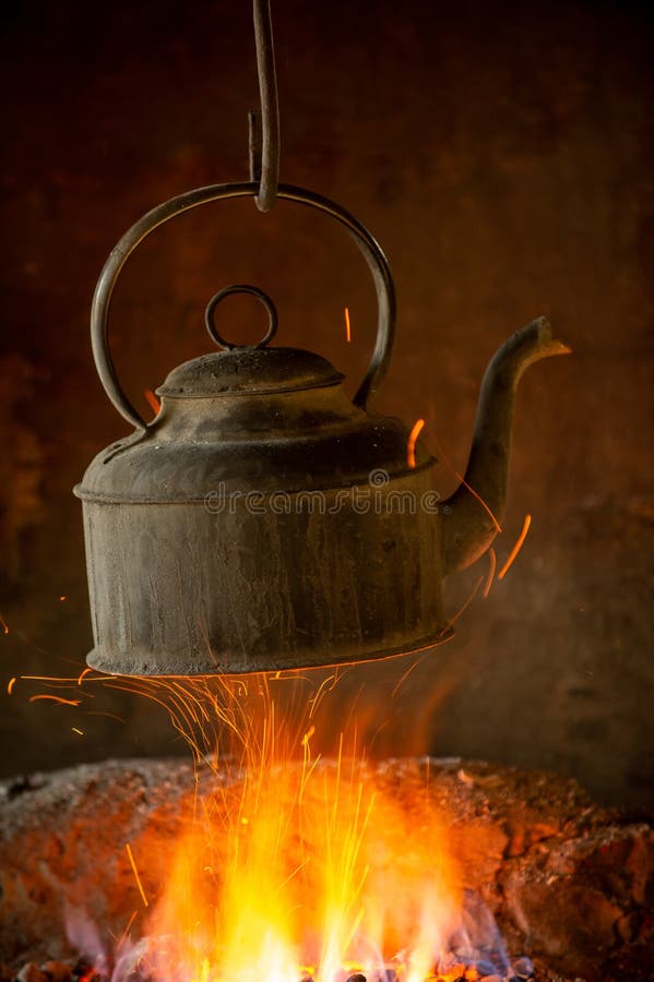 Very Old Kettle Was Hung on the Stove There Was a Violent Fire that ...