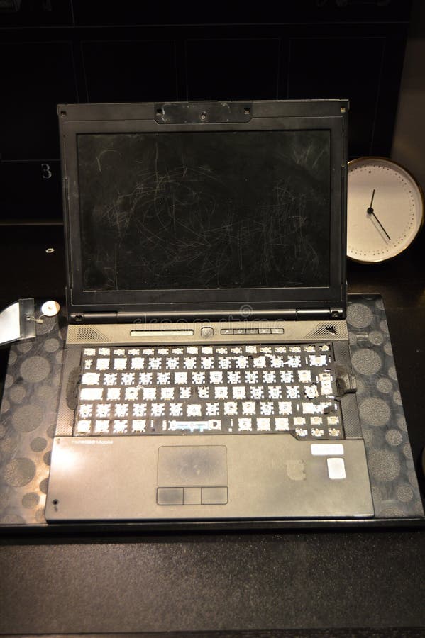 Very Very Old Laptop with Broken Keys on the Desk Stock Photo - Image ...