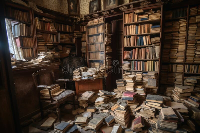 A Very Old Library with Many Old Books Created with Generative AI ...