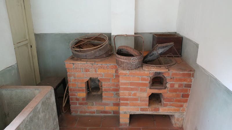Very Old Outdated Kitchen Made by Brick Stock Photo - Image of ...