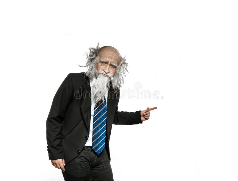 Very Old Professor Points To the Copy Space Stock Photo - Image of ...