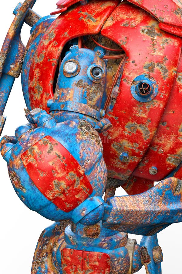 Very Old Robot Lost in Numbers Stock Illustration - Illustration of ...