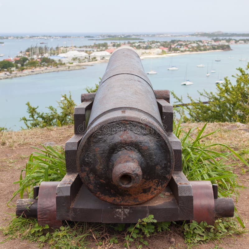 Very Old Rusted Canon on Top of an Old Wall Stock Image - Image of ...