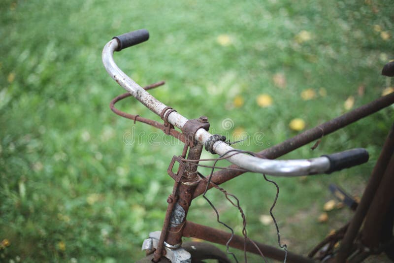 Old Rusty Handlebar of a Broke Bicycle Stock Photo - Image of ...