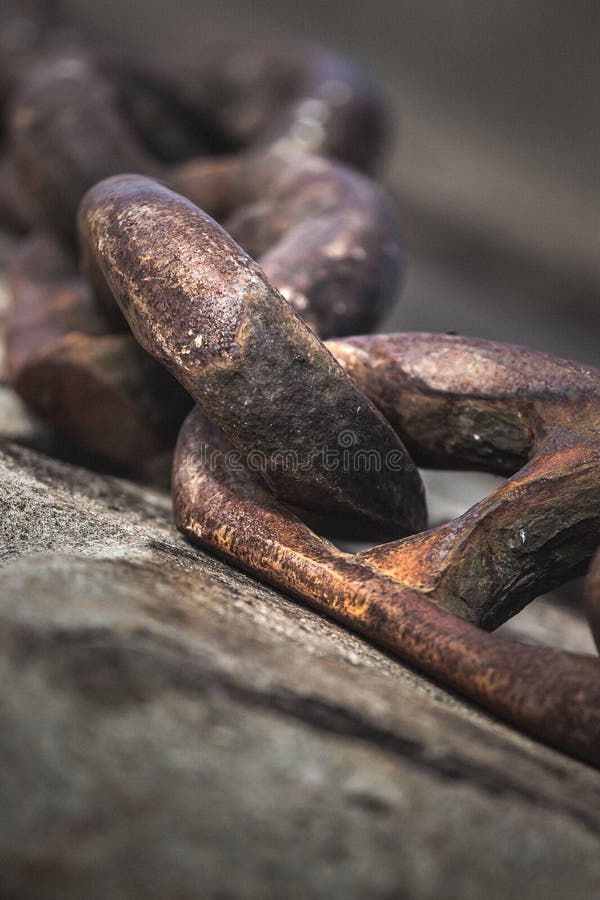 Very Old and Rusty Ship S Anchor Chain Worn Under the Weight of the ...
