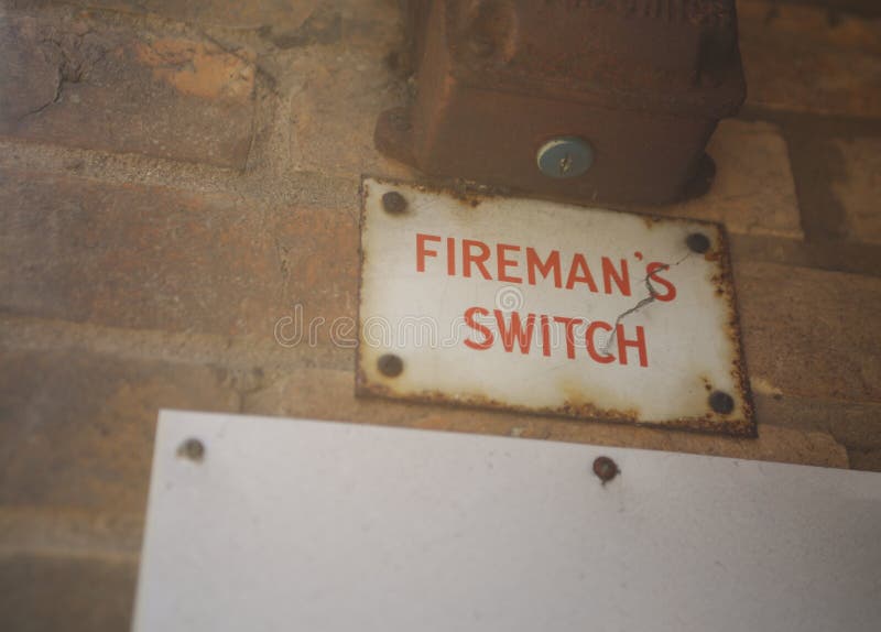 Firemans Switch Antique Sign on Wall Stock Photo - Image of antique ...