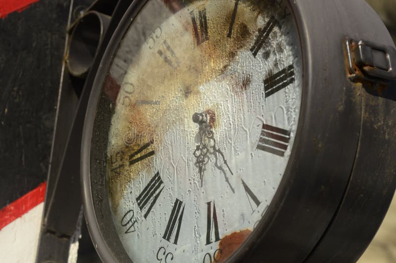 Very Old and Rusty Street Clock Stock Image - Image of background ...