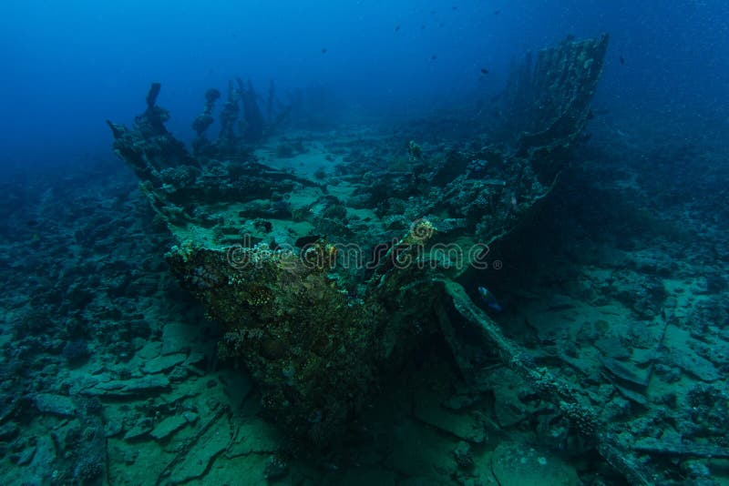 Very Old Ship Wreck from 1800`s Inside the Reef Stock Image - Image of ...