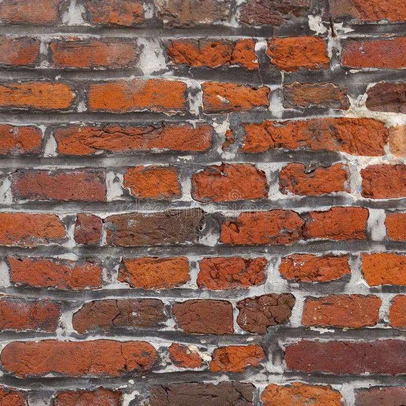 Very Old Square Part of Red Brick Wall Stock Image - Image of exterior ...