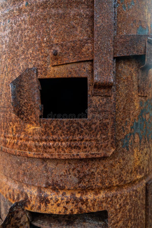 Very Old Stove Covered with Rust after the Fire Stock Image - Image of ...