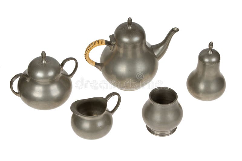 Very Old Tin Tea Set Full of Scratches Stock Image - Image of ...