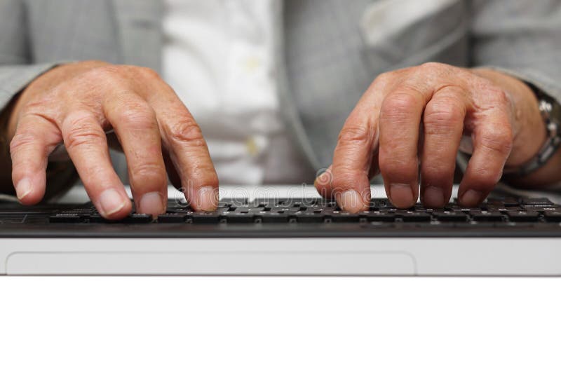 Very Old Woman Typing on Computer Keyboard Stock Image - Image of ...