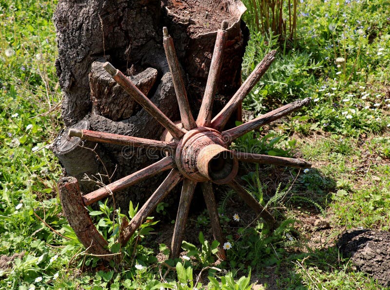 Very old wooden wheels stock image. Image of wooden - 145578779