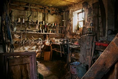 Very old workshop stock image. Image of objects, craft - 24735599
