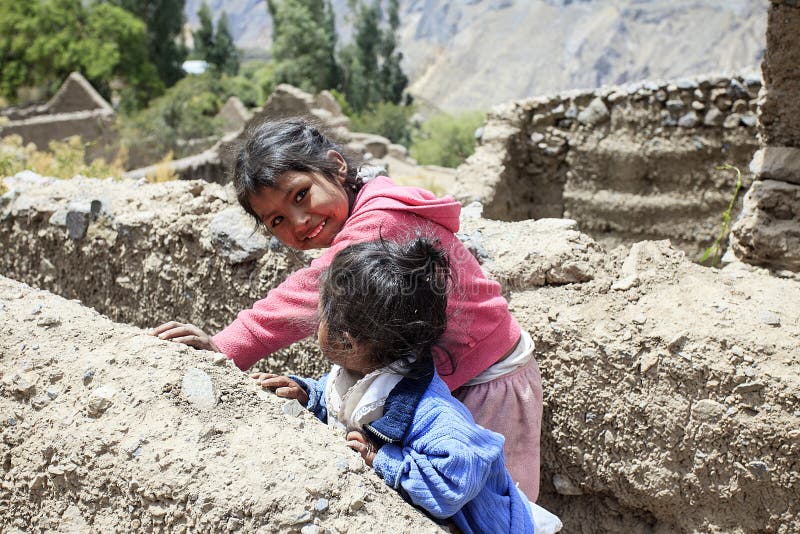 Very Poor Peruvian Children Playing Happily Editorial Stock Image ...
