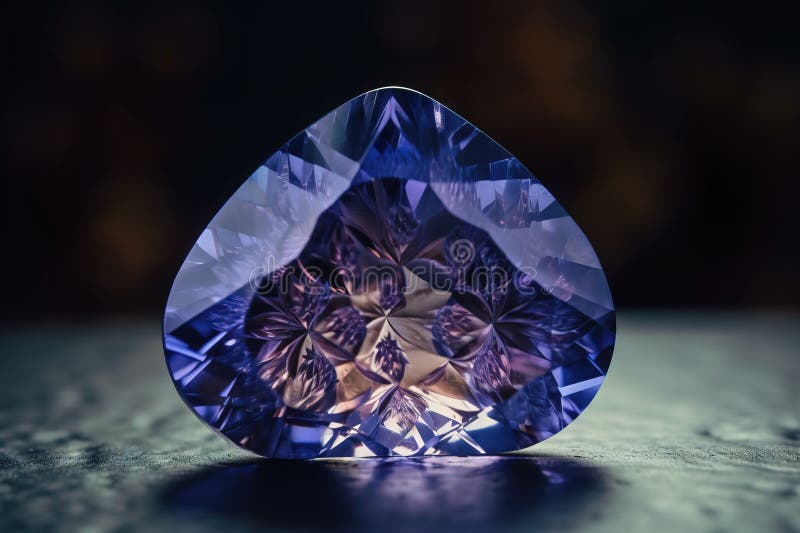 A Very Pretty Blue Diamond on a Table Top with a Dark Background Stock ...