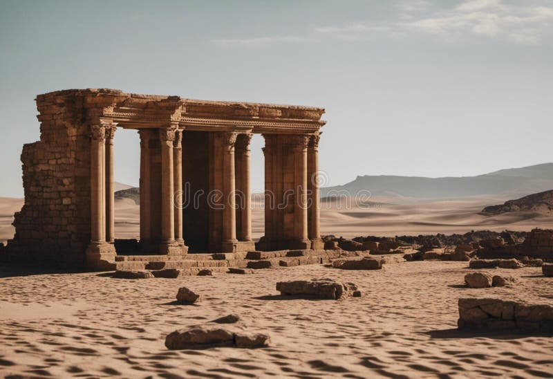 A Very Pretty Desert with Some Kind of Structure in it Stock ...