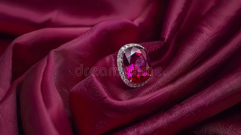 A Breathtaking Red Ruby on Burgundy Silk Stock Illustration ...