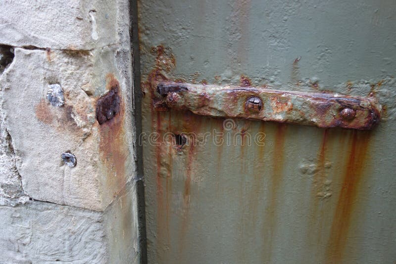 Very Rusty Old Door Interlock . Long Brown Rust Corrosion . Red Grate ...