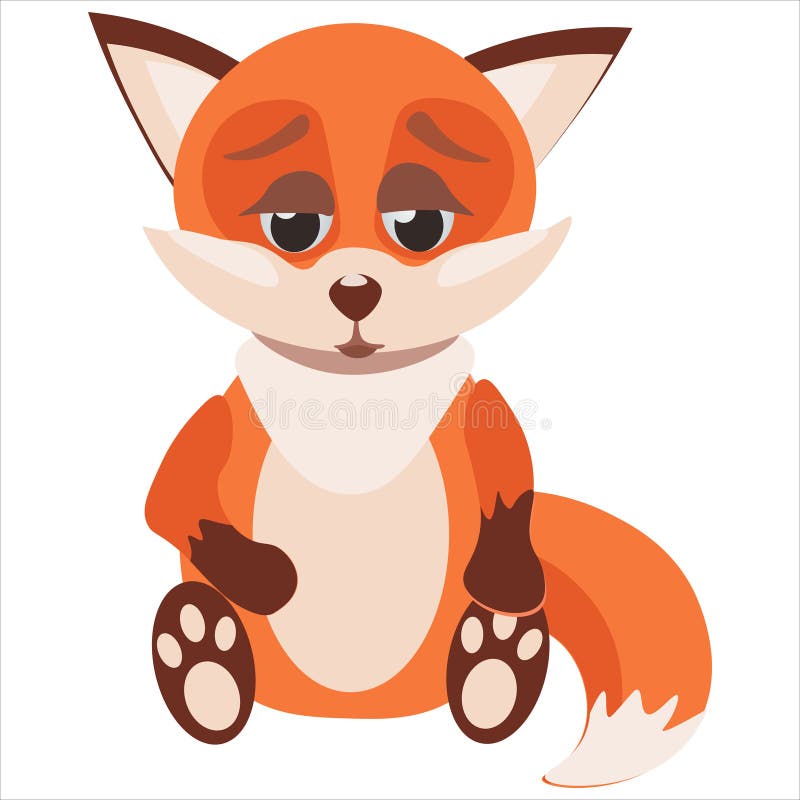 Very sad little red fox stock illustration. Illustration of icon ...