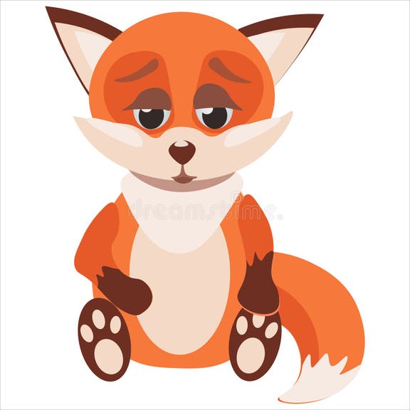Very sad little red fox stock illustration. Illustration of icon ...