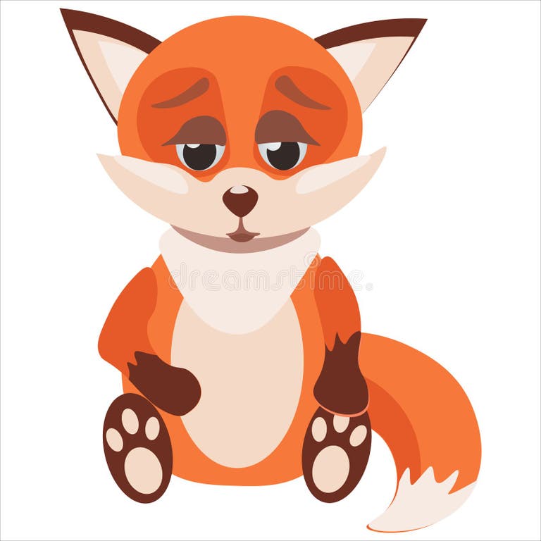 Very sad little red fox stock illustration. Illustration of icon ...