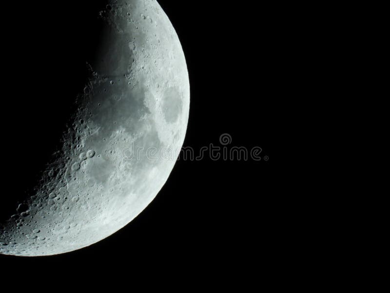 Very Sharp Close-up of the Rising Crescent Moon in the Night Sky Stock ...
