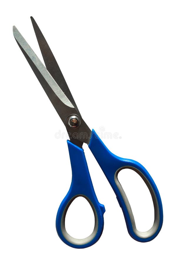 Sharp Stainless Steel Office Scissors Blue Handle, Isolated on White ...