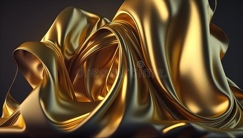 A Very Shiny Gold Fabric with a Very Long Ribbon on it Stock ...