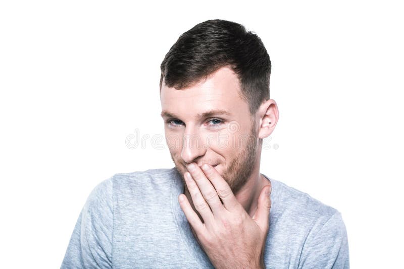 Very shy young man stock photo. Image of brunette, brown - 49030460