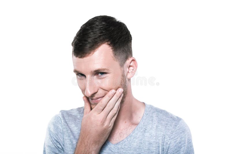 Very shy young man stock image. Image of expressive, hair - 49030505