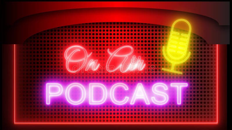 Podcast on Air Logo with Neon Light Effect Background Stock Footage ...