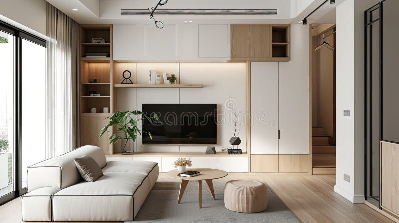 A Very Small Family Corner Adorned with Nordic-style Storage Spaces ...