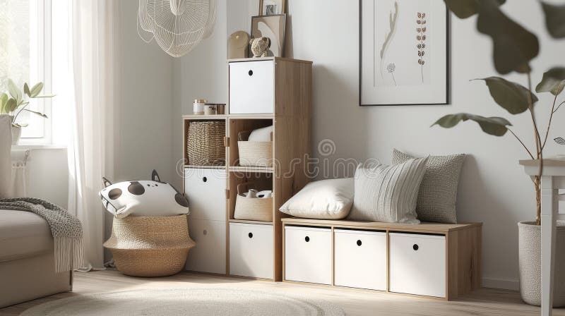 A Very Small Family Corner Adorned with Nordic-style Storage Spaces ...