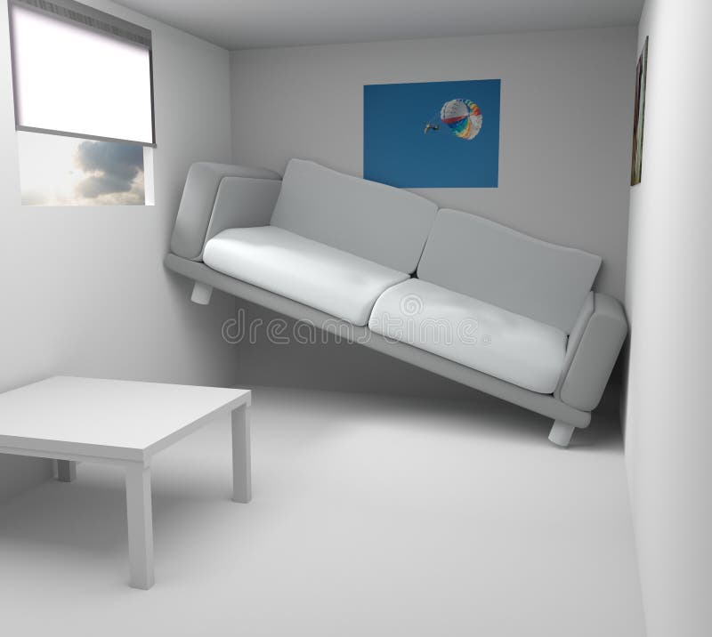 Very Small Modern Room 3d Rendering Stock Illustration - Illustration ...
