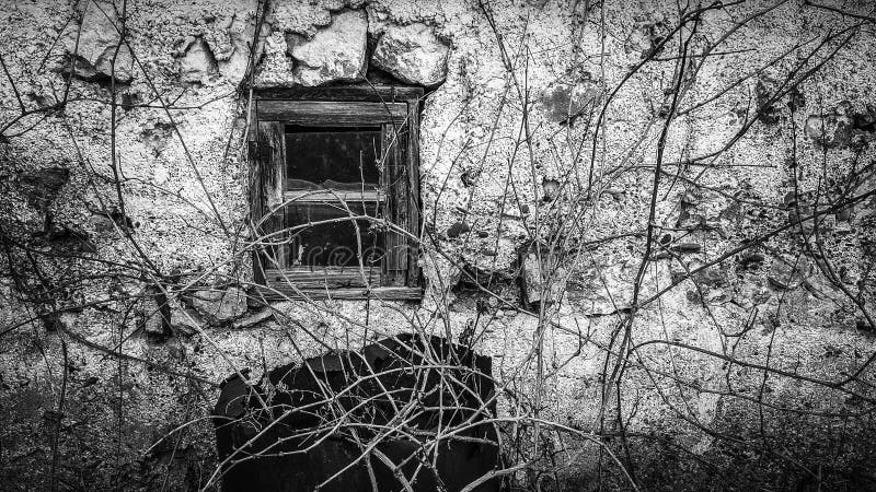 Very small window stock image. Image of ruins, monochrome - 218281863