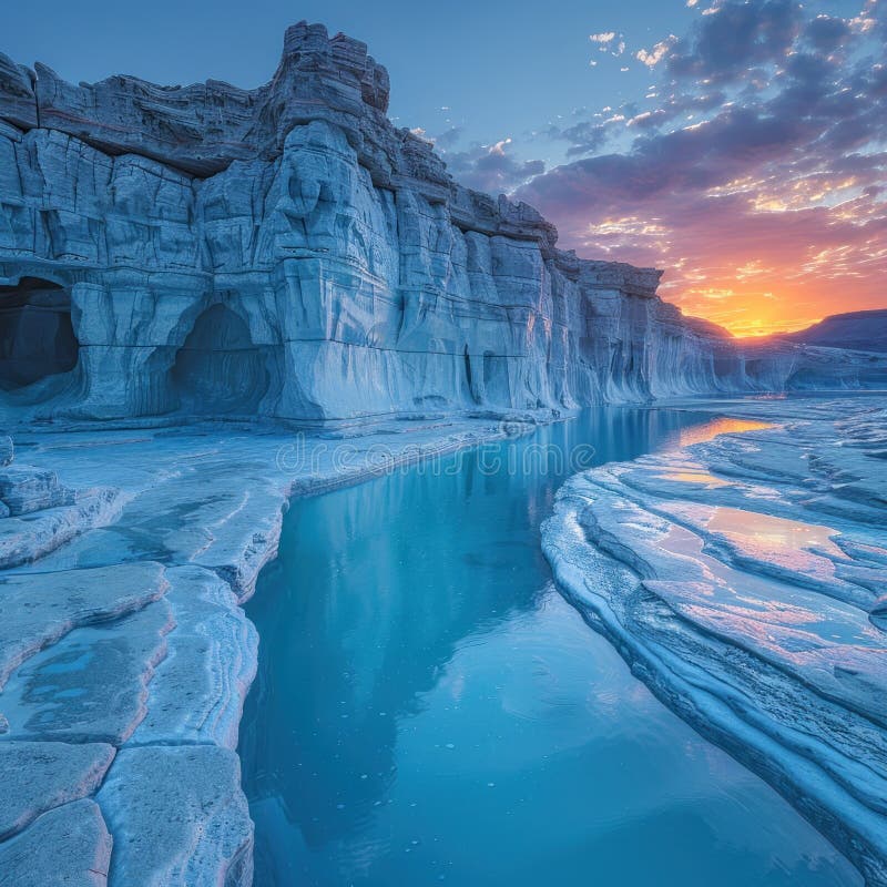 Stunning Photo of an Underground Canyon with Walls Carved from Blue and ...