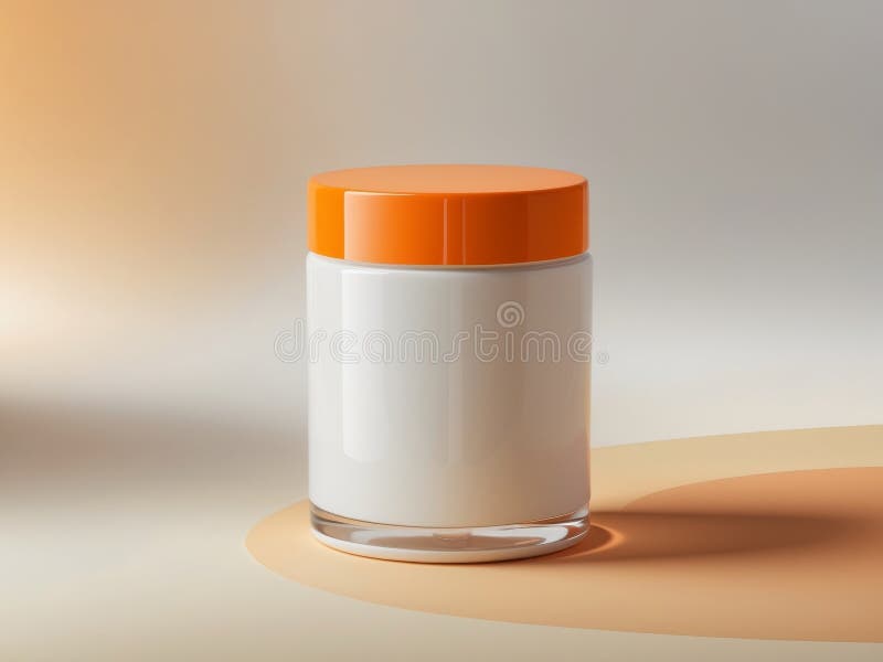 This is a Very Stylish Cream Bottle Featuring a Vibrant Orange Lid ...