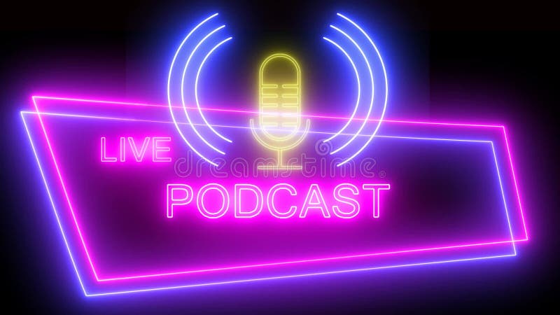 Podcast Logo Neon Light Effect Stock Video - Video of abstract ...