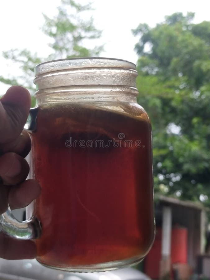 A Very Sunny Morning, with a Glass of Hot Tea Stock Image - Image of ...