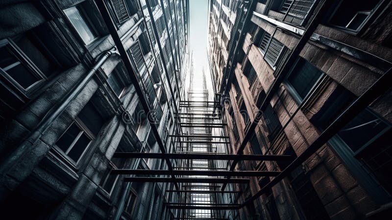 A Very Tall Building with Lots of Windows and a Fire Escape Stock ...